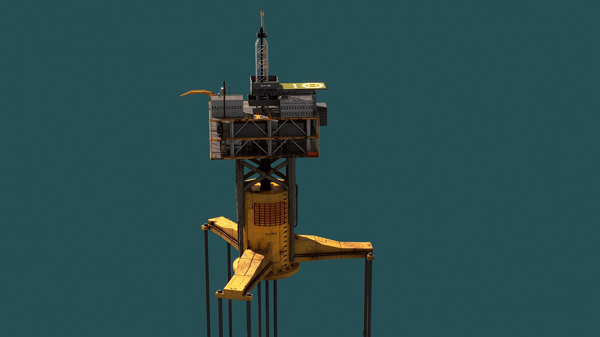 Aged SPAR And TLP Oil Rig Collection Model - TurboSquid 2427077