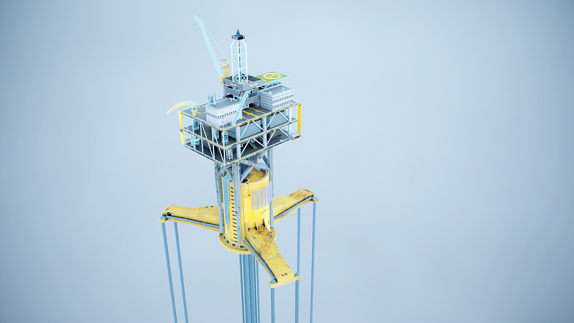 Aged SPAR And TLP Oil Rig Collection Model - TurboSquid 2427077