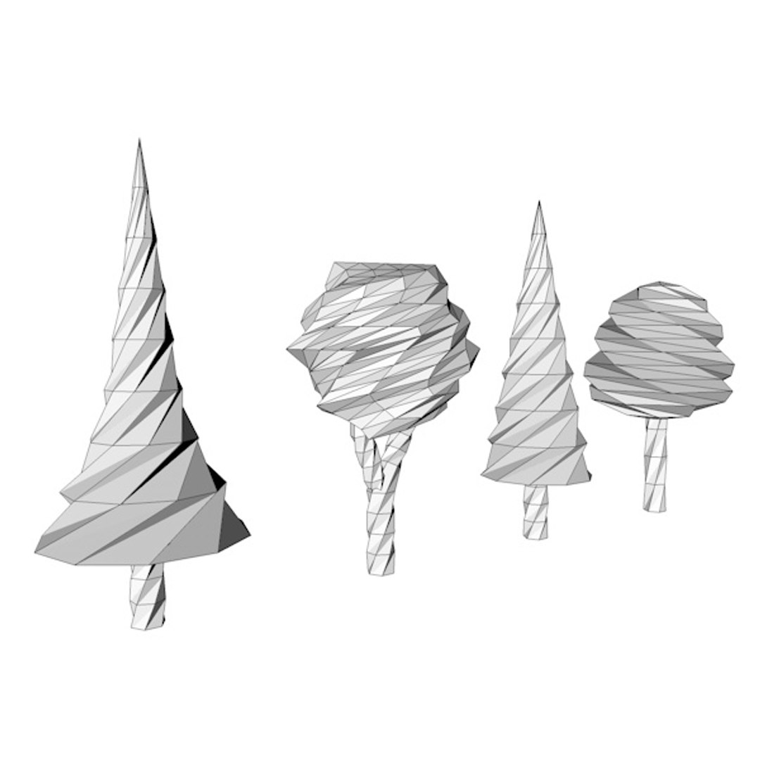 Cartoon Trees C4d