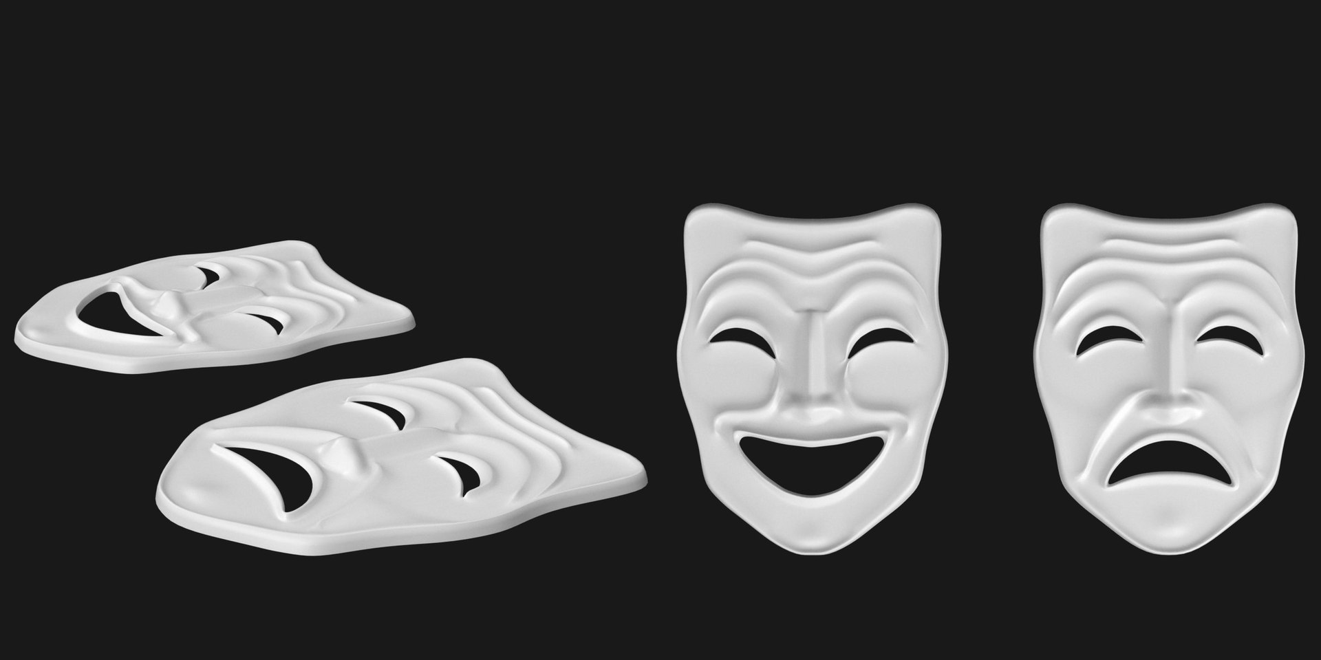 Comedy And Tragedy Theater Masks Model - TurboSquid 2337392