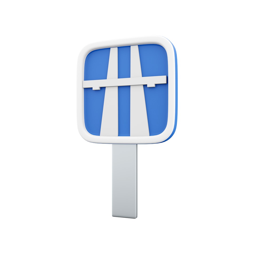 3D Model Motorway Sign Cartoon Icon - TurboSquid 2018179