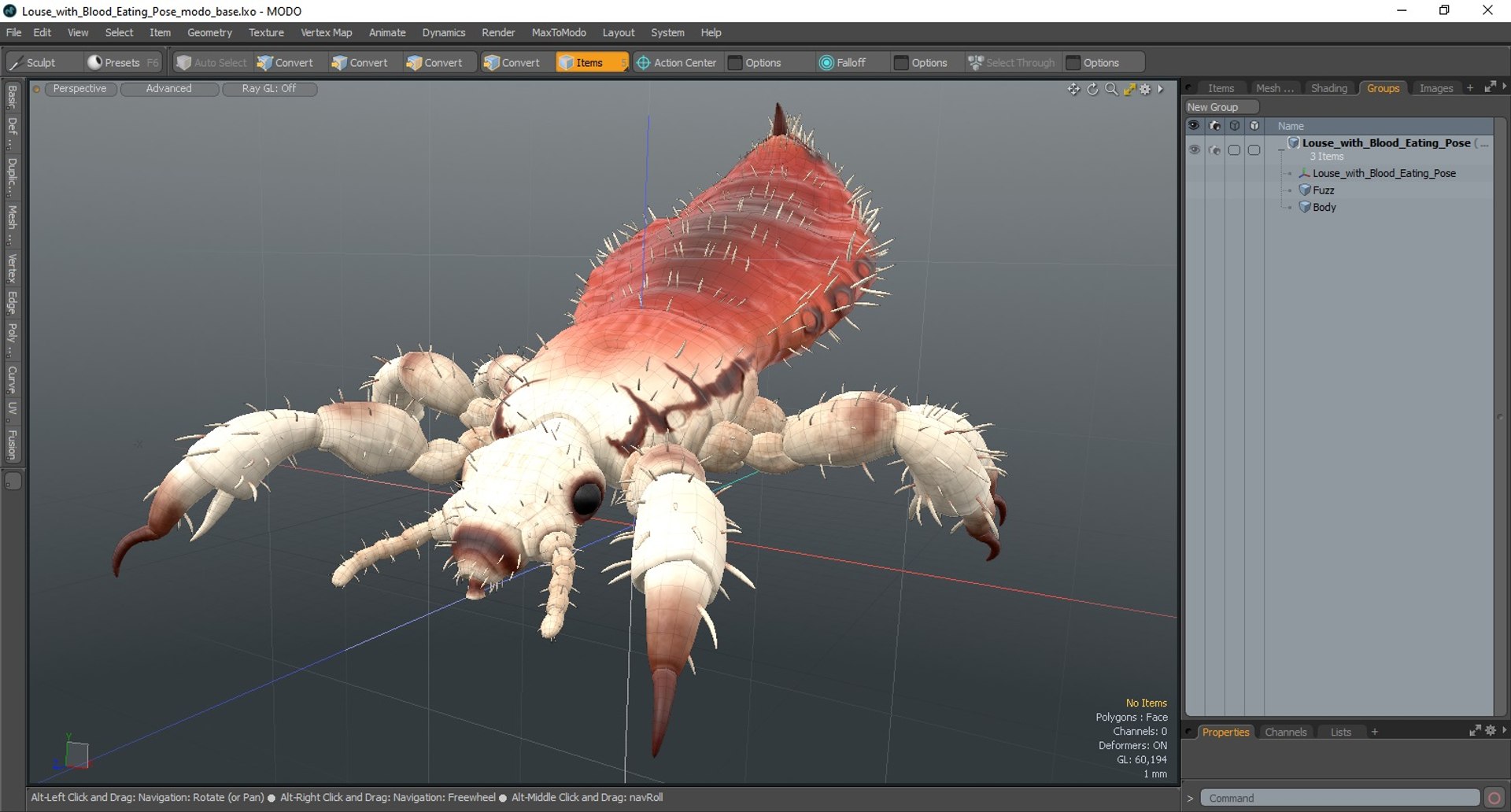 3D Model Louse With Blood Eating Pose - TurboSquid 2284142