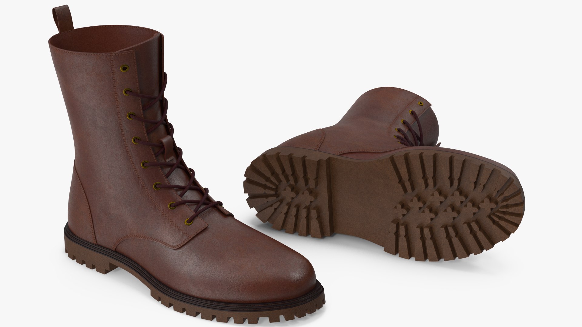 3D Boots Leather Brown Model - TurboSquid 2218484