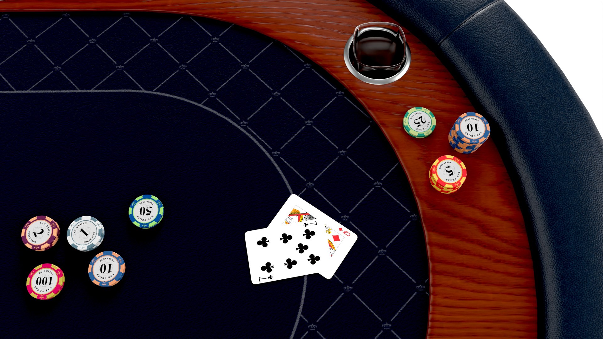 3D Poker Table Rectangular Curved Corners Full Set With Chairs Model ...