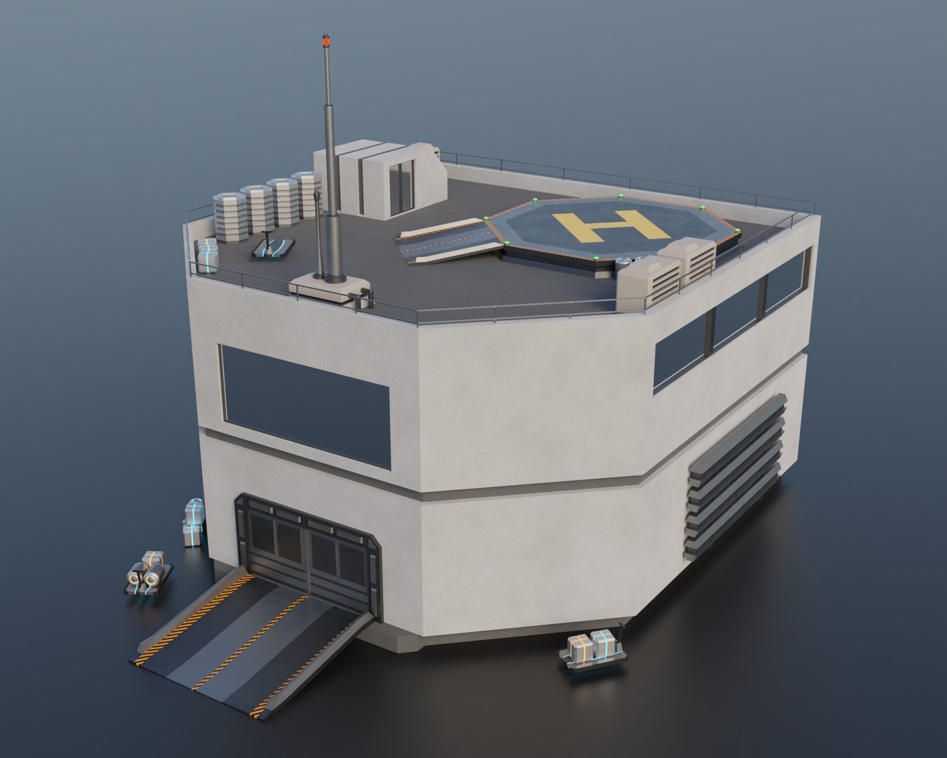 3D Futuristic Industrial Building Model - TurboSquid 1796090