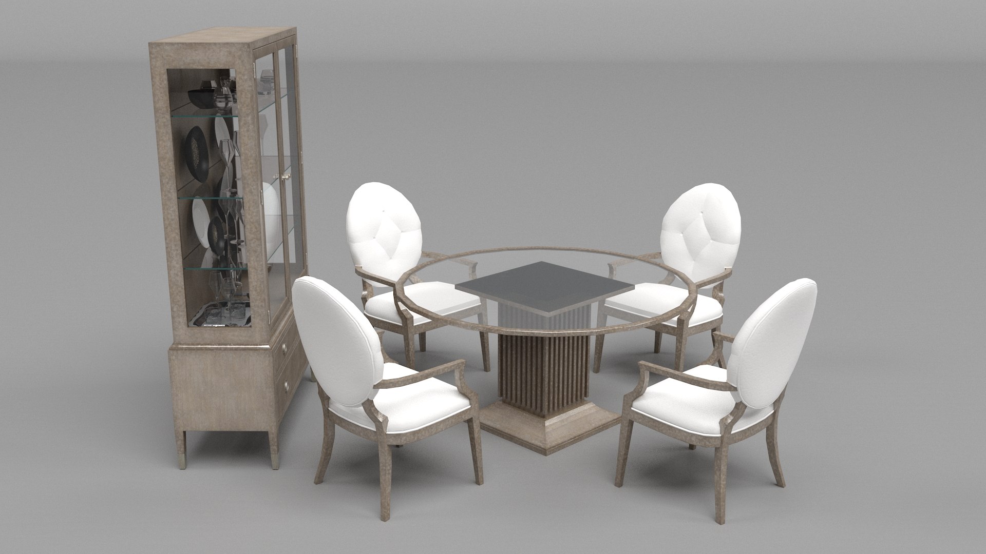 3D Model Clarendon China Base And Deck Dining Set - TurboSquid 2315489