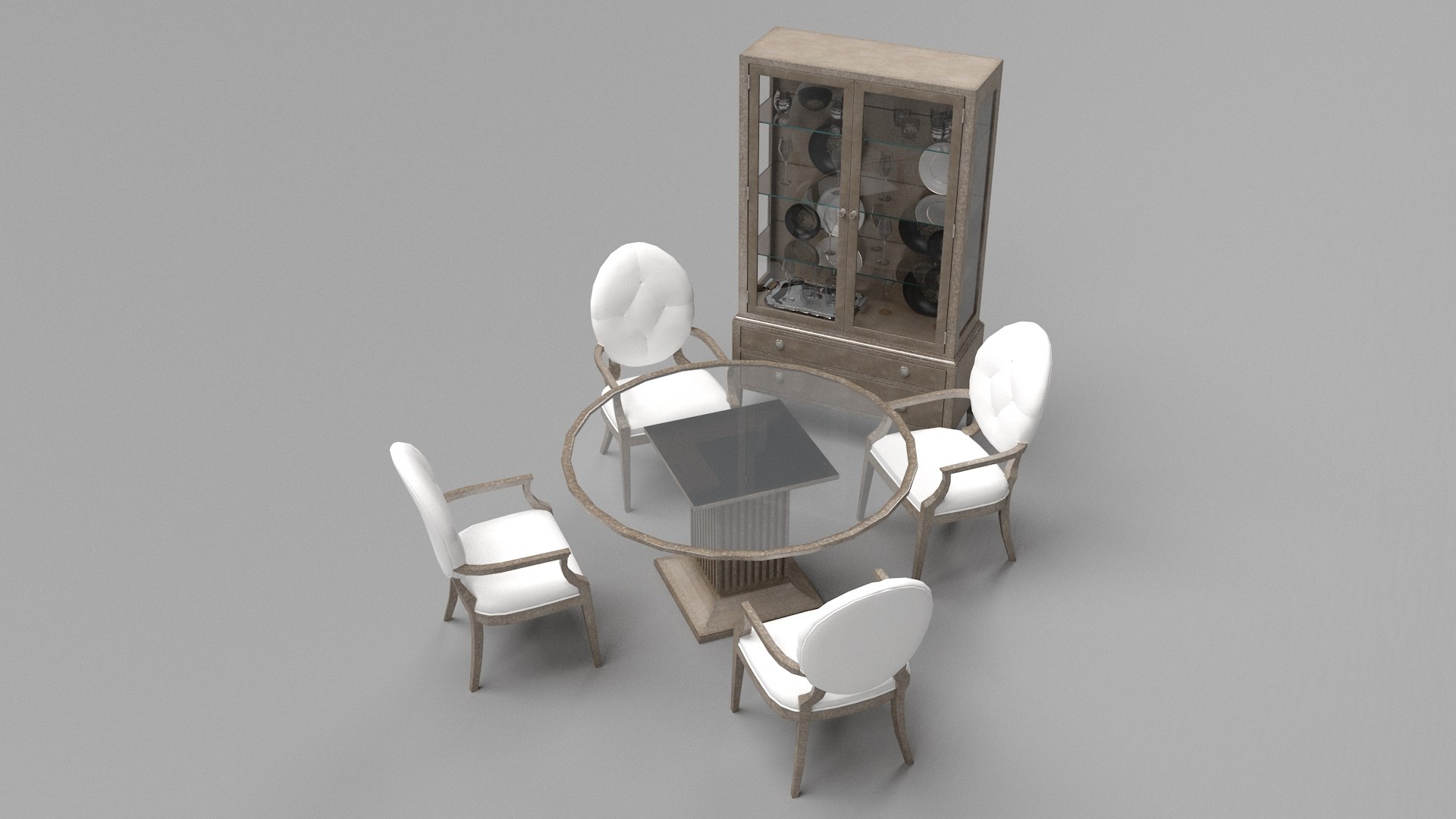 3D Model Clarendon China Base And Deck Dining Set - TurboSquid 2315489