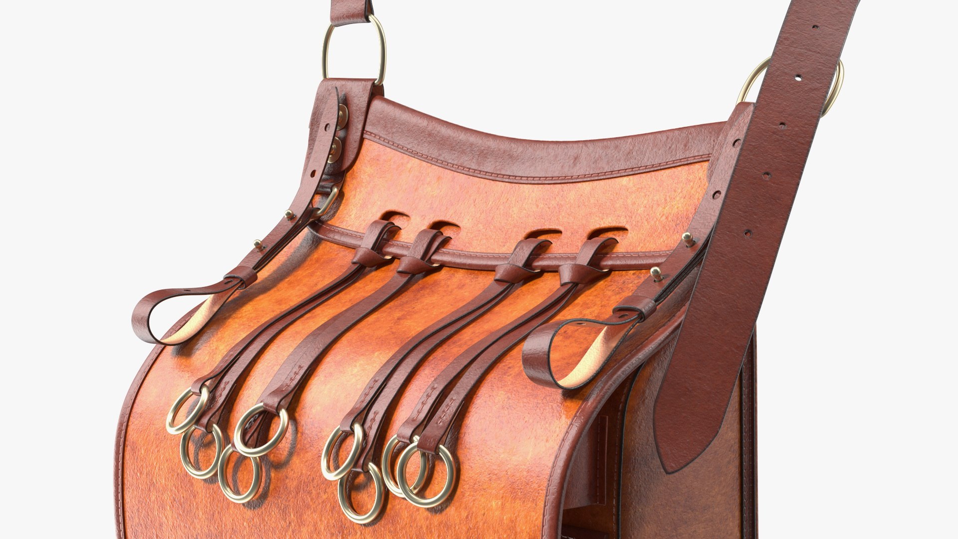 3D Model Brown Leather Hunting Shoulder Bag - TurboSquid 1958180
