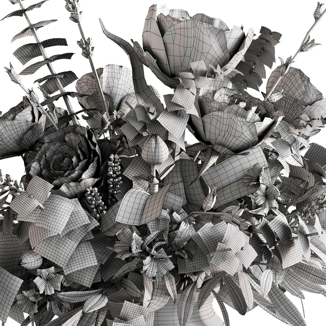 3D Model Photorealistic 3d Model Of Bouquets Of Flowers In Vase ...