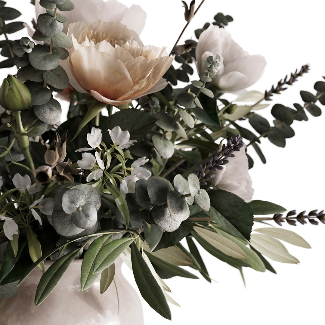 3D Model Photorealistic 3d Model Of Bouquets Of Flowers In Vase ...