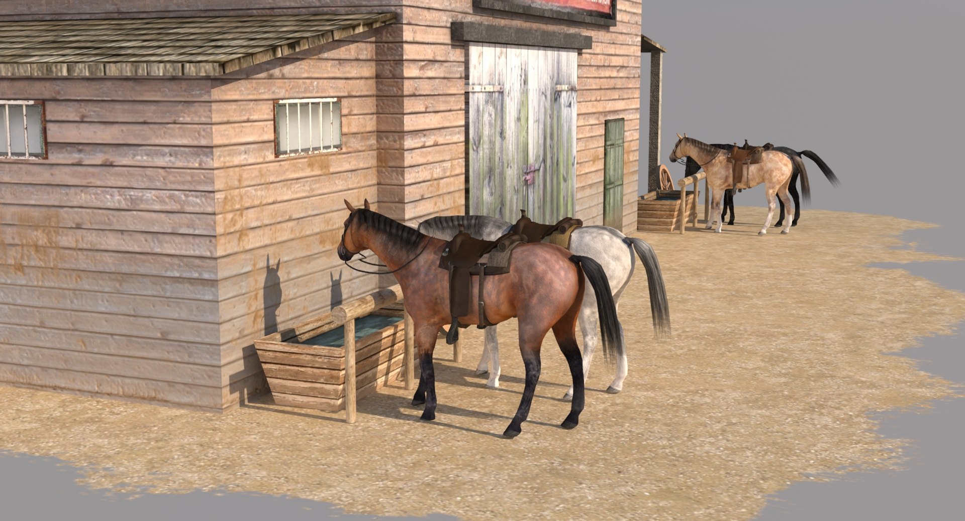 3d wild west stable pack