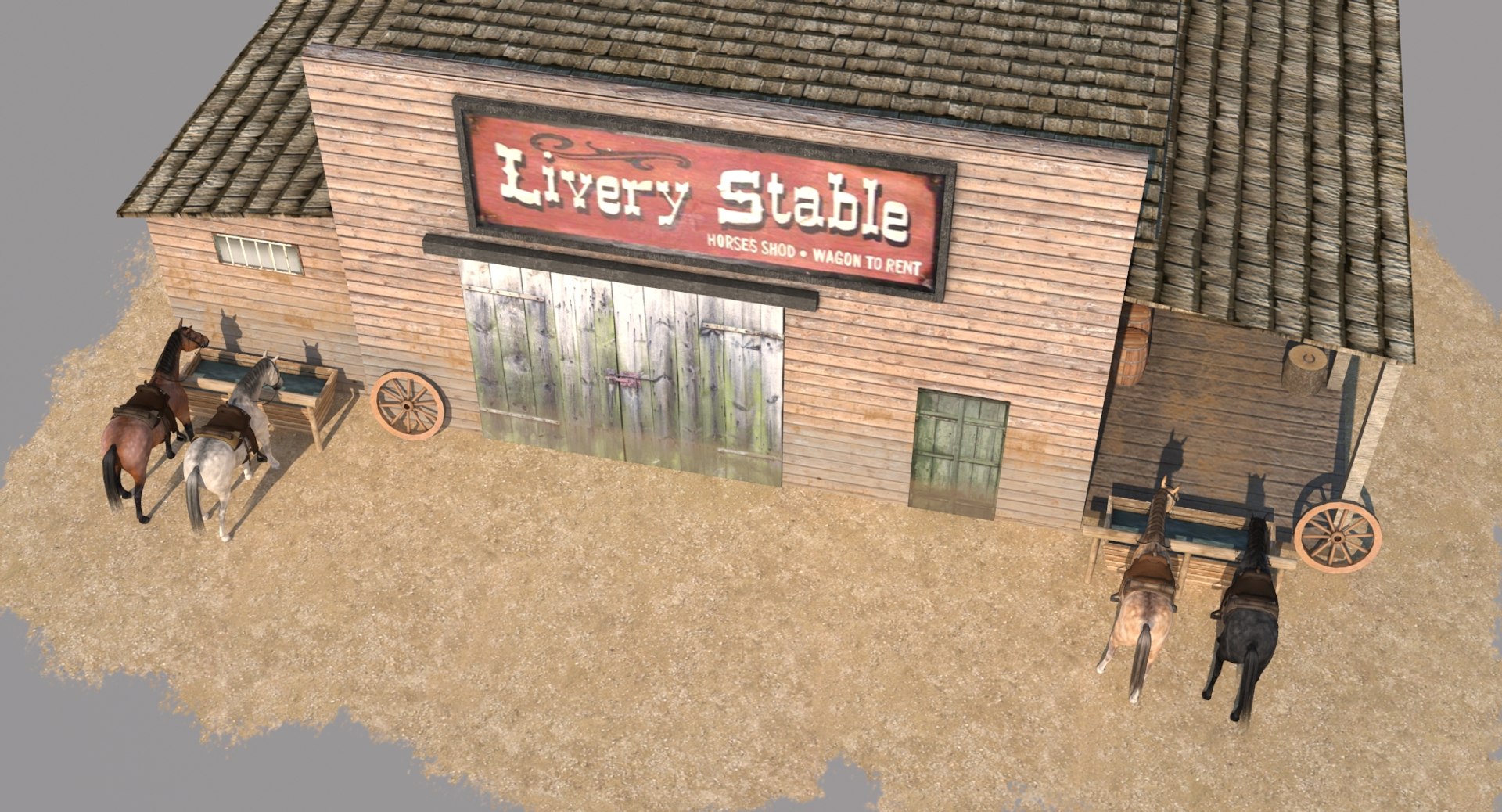 3d wild west stable pack