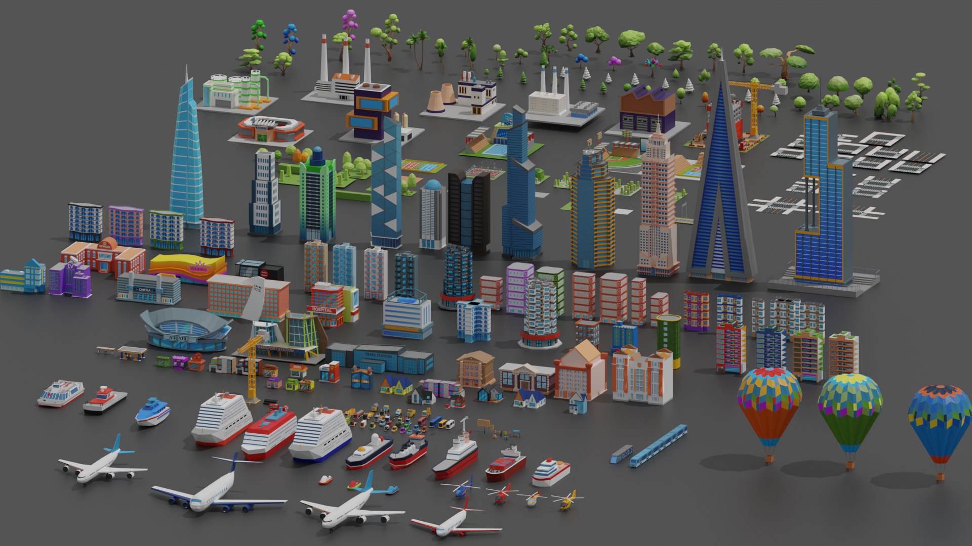 Low Poly City Pack 3D Model - TurboSquid 2264493