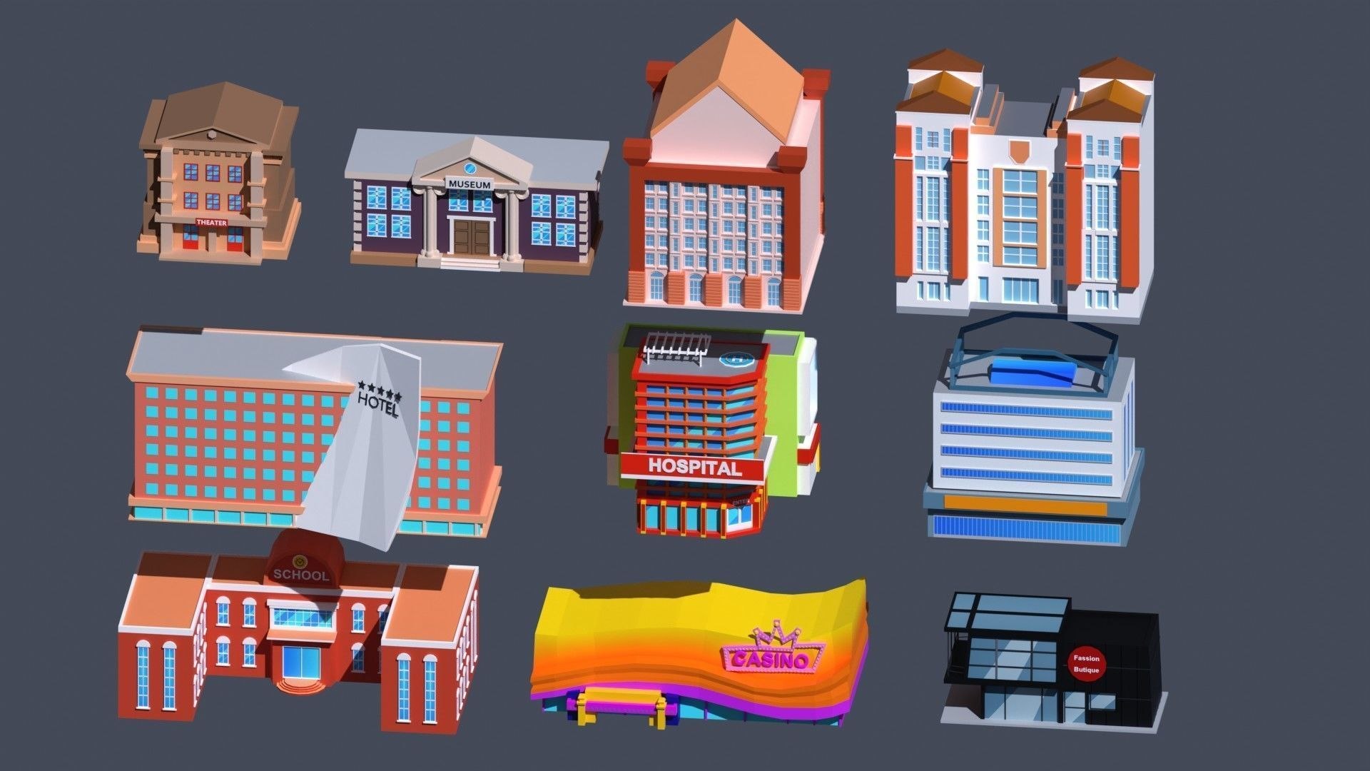 Low Poly City Pack 3D Model - TurboSquid 2264493