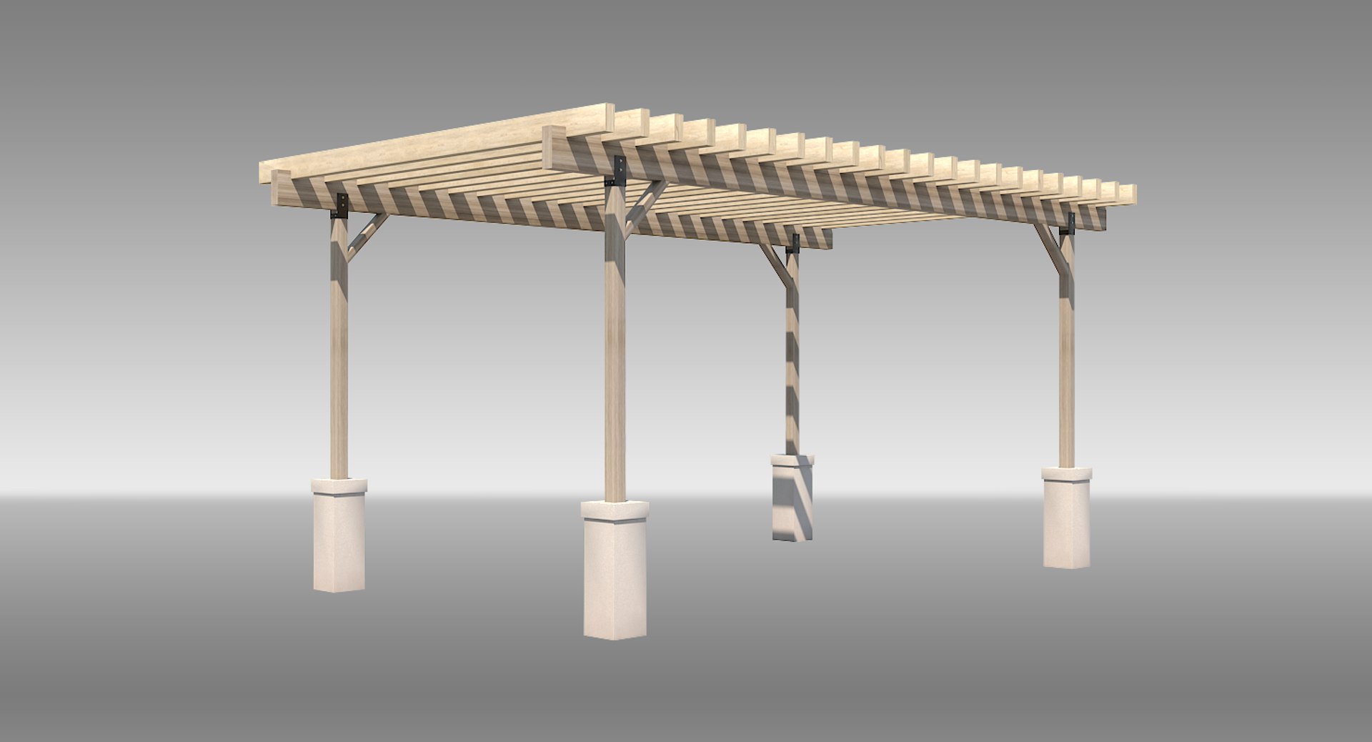 3D Wooden Pergola Model - TurboSquid 1246355