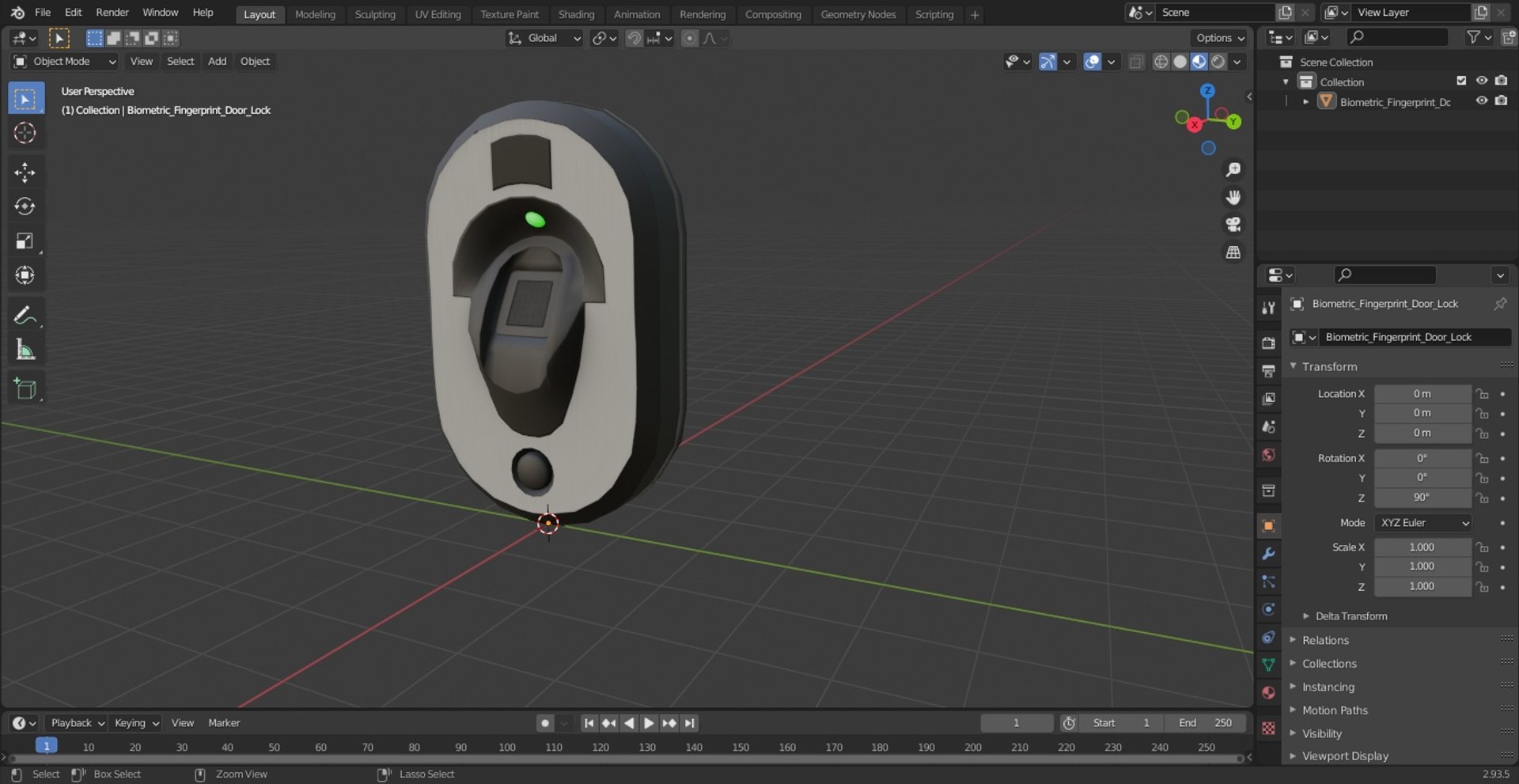 Biometric Fingerprint Door Lock 3D model - TurboSquid 1807738
