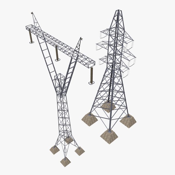 low-poly power line 3d max