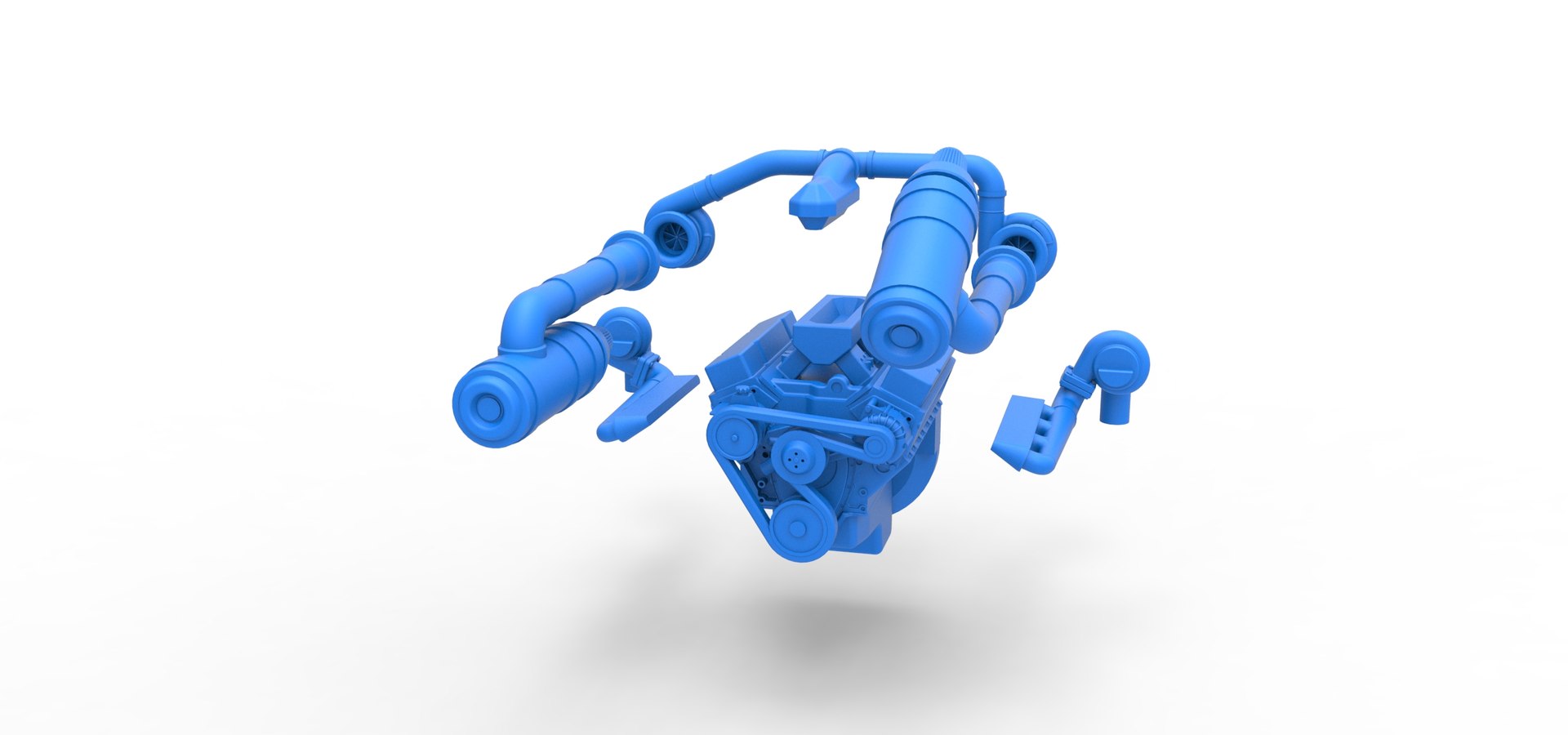 3D Twin Turbo Engine V8 For Semi Truck Scale 1 To 25 - TurboSquid 2369271