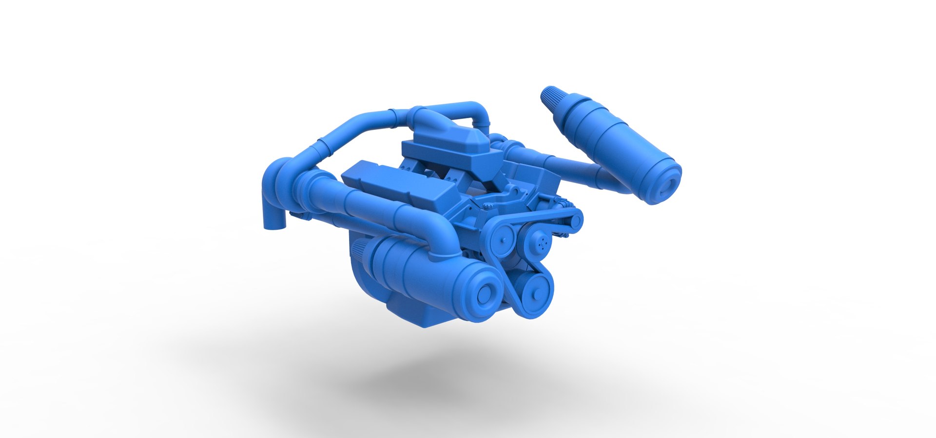 3D Twin Turbo Engine V8 For Semi Truck Scale 1 To 25 - TurboSquid 2369271