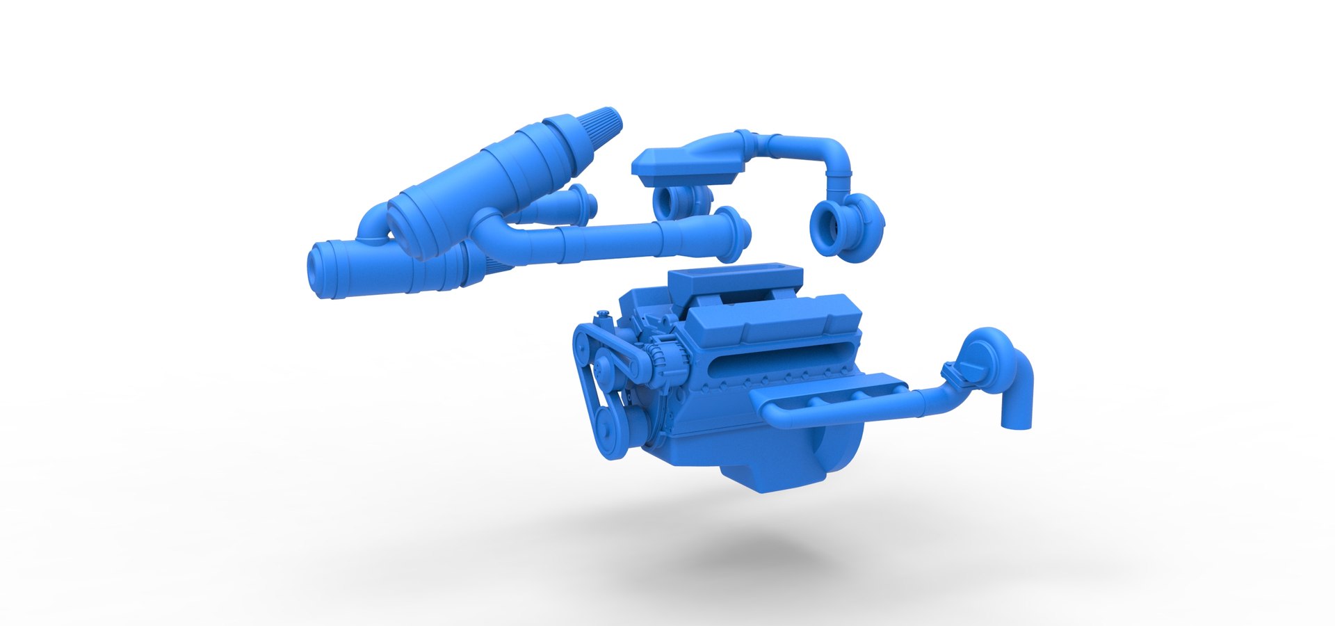 3D Twin Turbo Engine V8 For Semi Truck Scale 1 To 25 - TurboSquid 2369271