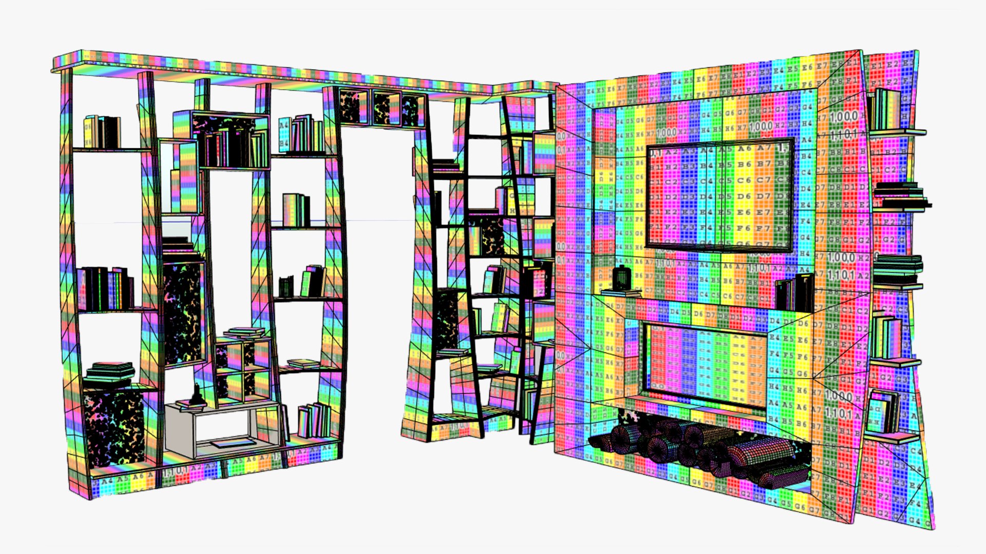 3D Wooden Bookcase With Moss Inserts - TurboSquid 2197979