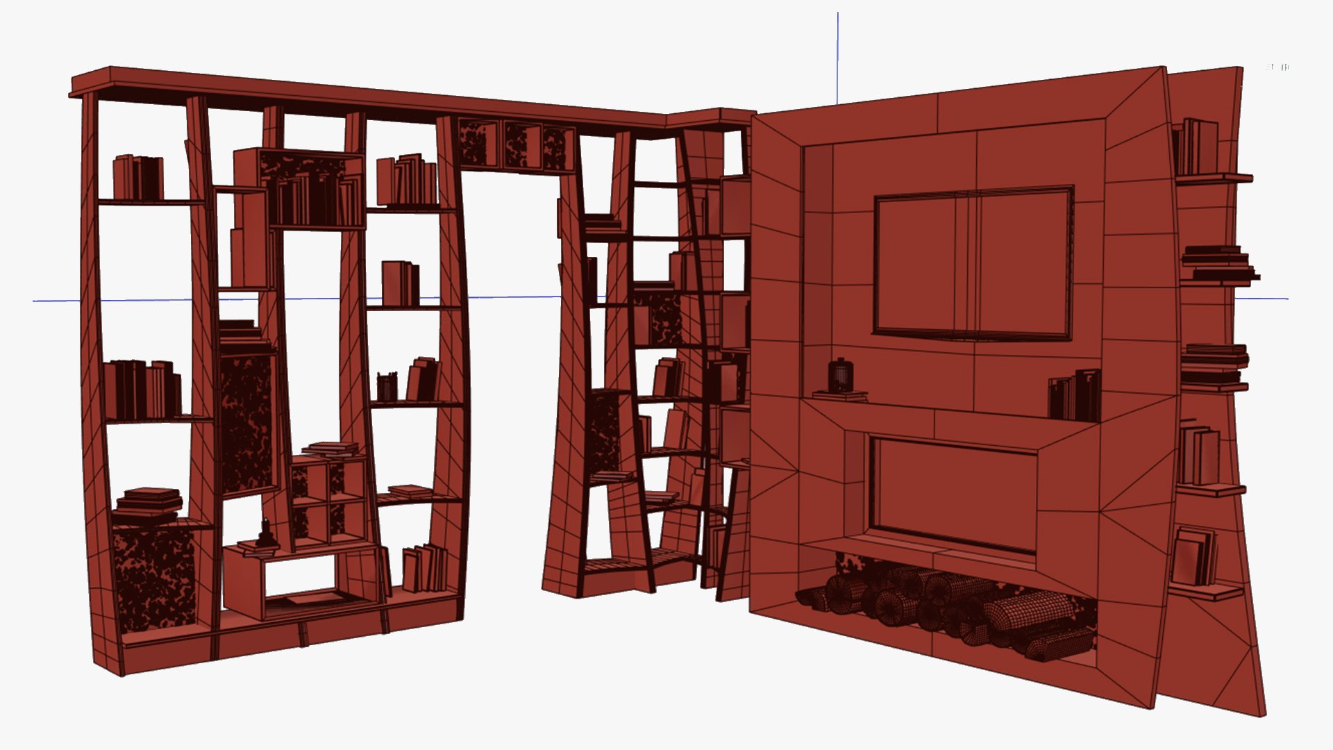 3D Wooden Bookcase With Moss Inserts - TurboSquid 2197979