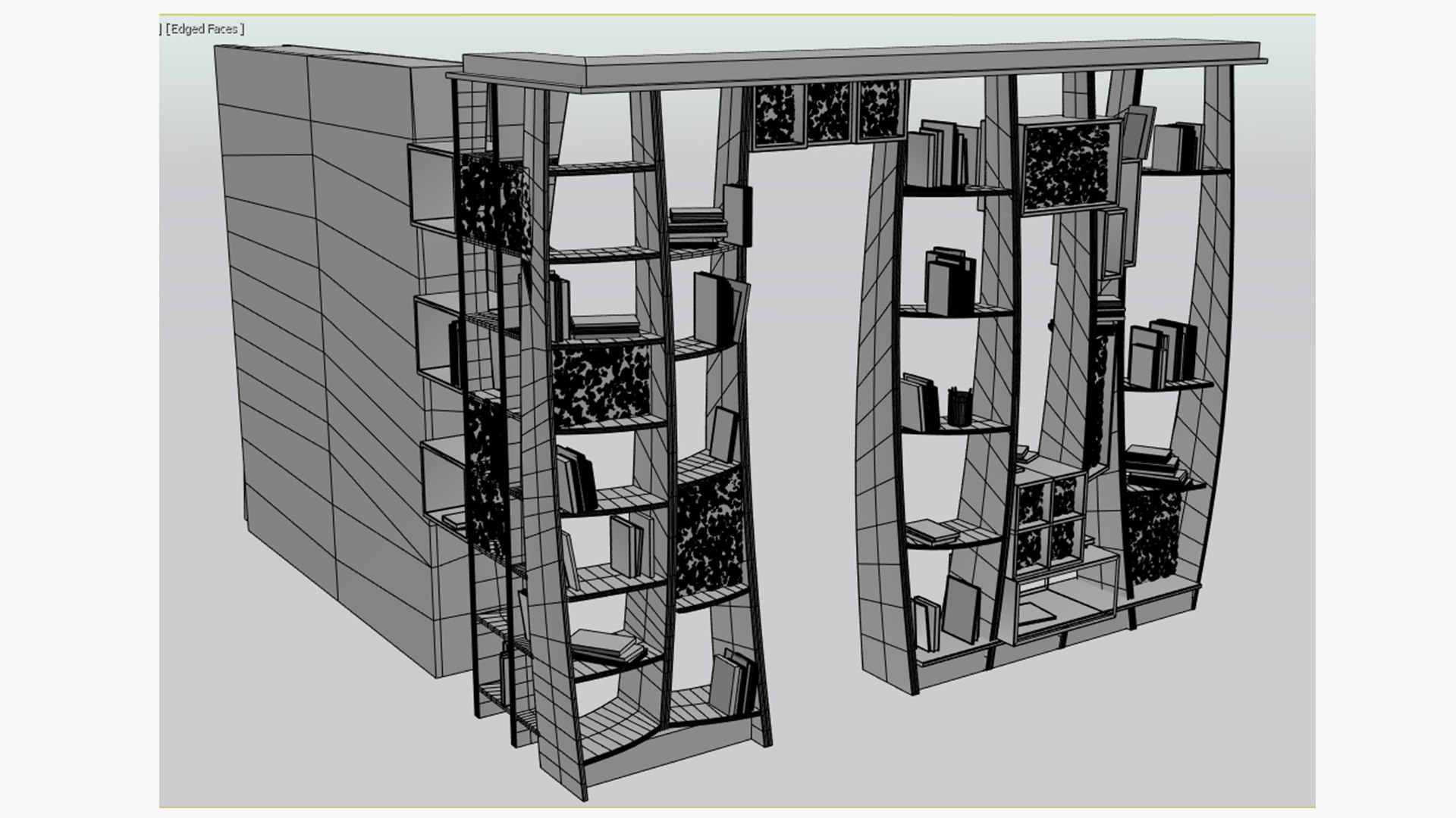 3D Wooden Bookcase With Moss Inserts - TurboSquid 2197979
