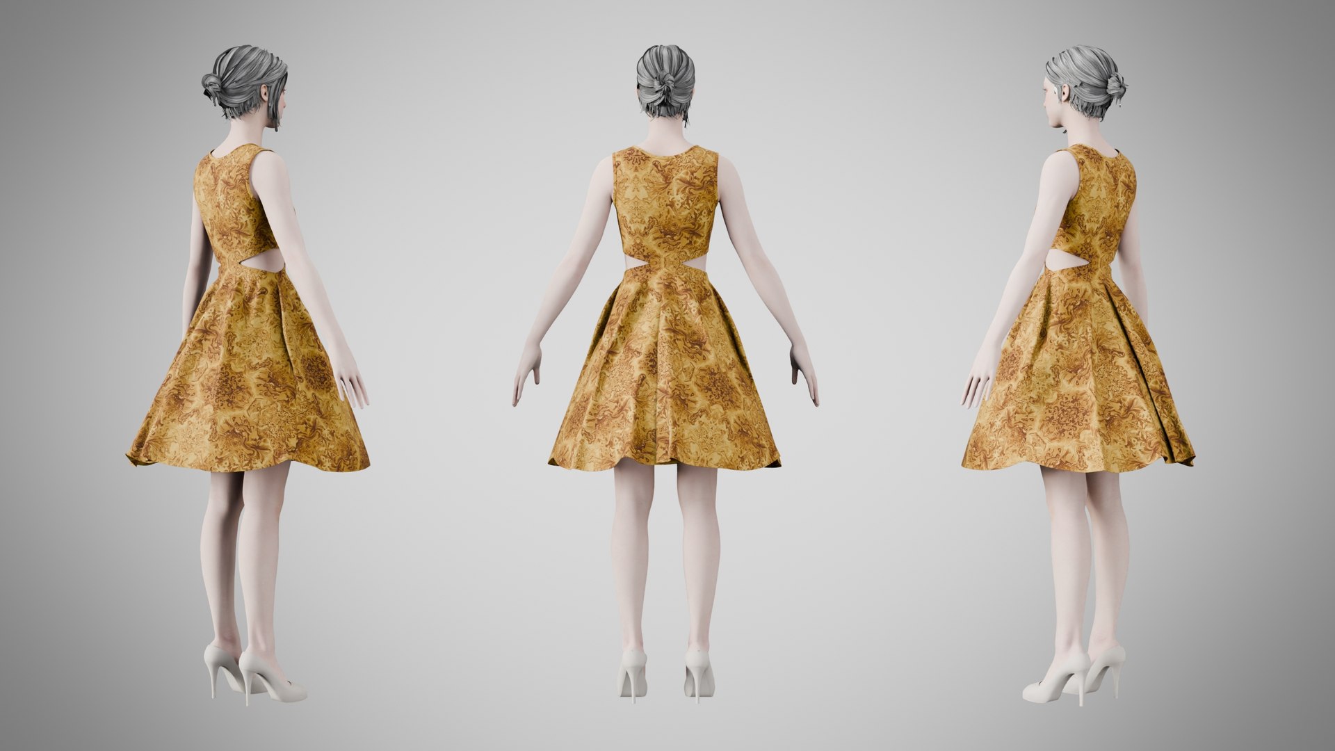 Dress 33 Amber Stream Brocade 3D Model - TurboSquid 2501097