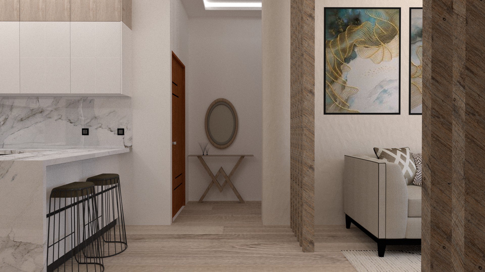 Modern Open Space Living Room With Kitchen 3D Model 3D Model ...