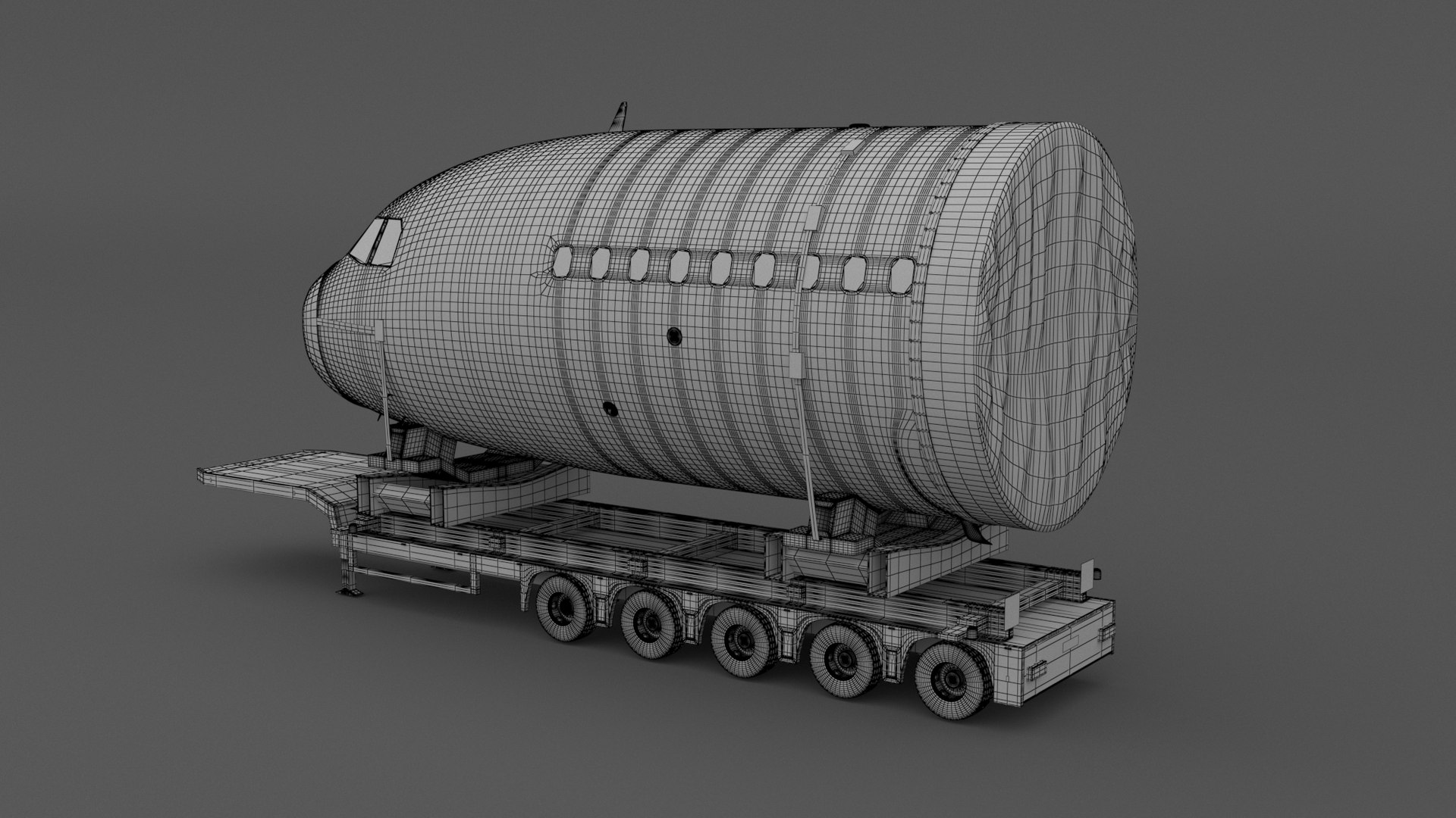 3D Lowboy Trailer With Airplane Model - TurboSquid 1972927