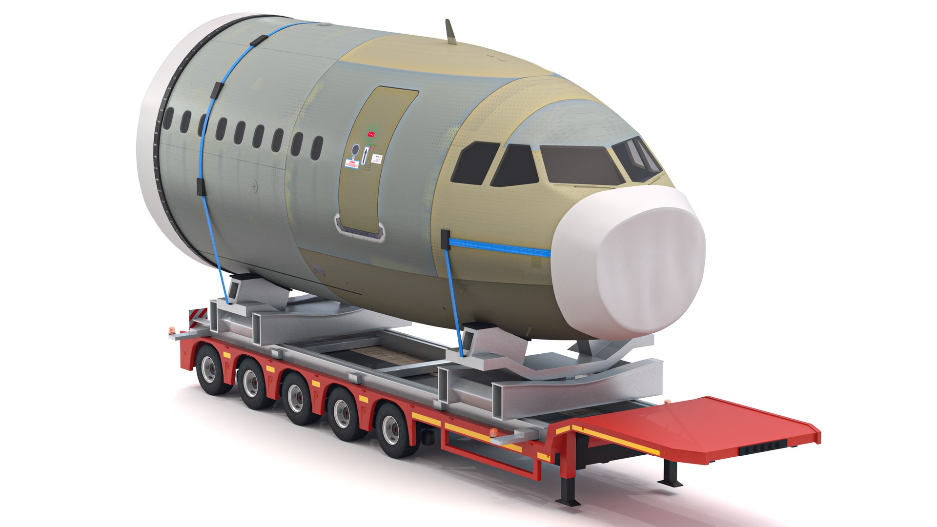 3D Lowboy Trailer With Airplane Model - TurboSquid 1972927
