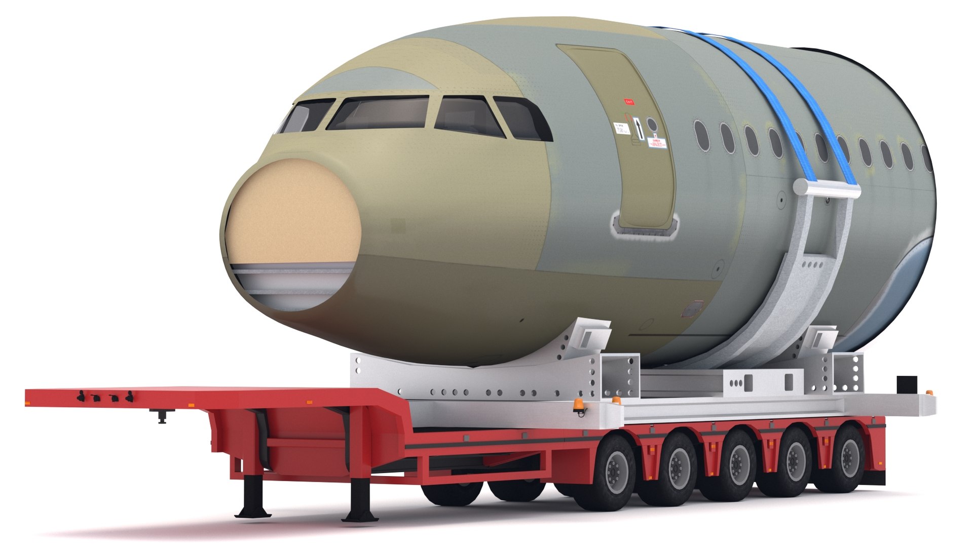 3D Lowboy Trailer with Airplane model - TurboSquid 1972927