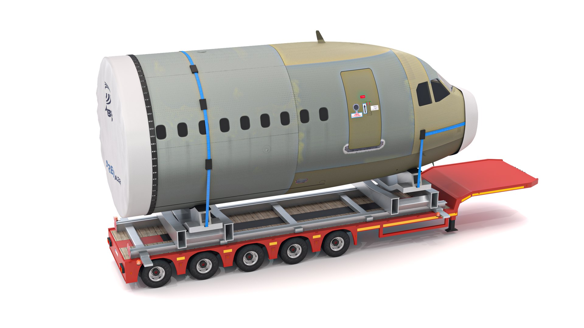 3D Lowboy Trailer With Airplane Model - TurboSquid 1972927