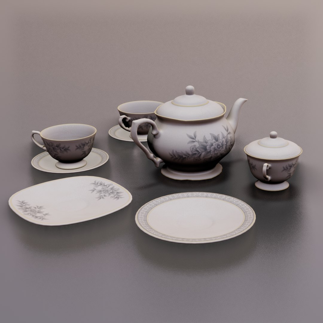 modelo 3d Tea set Low poly game ready - TurboSquid 2038593