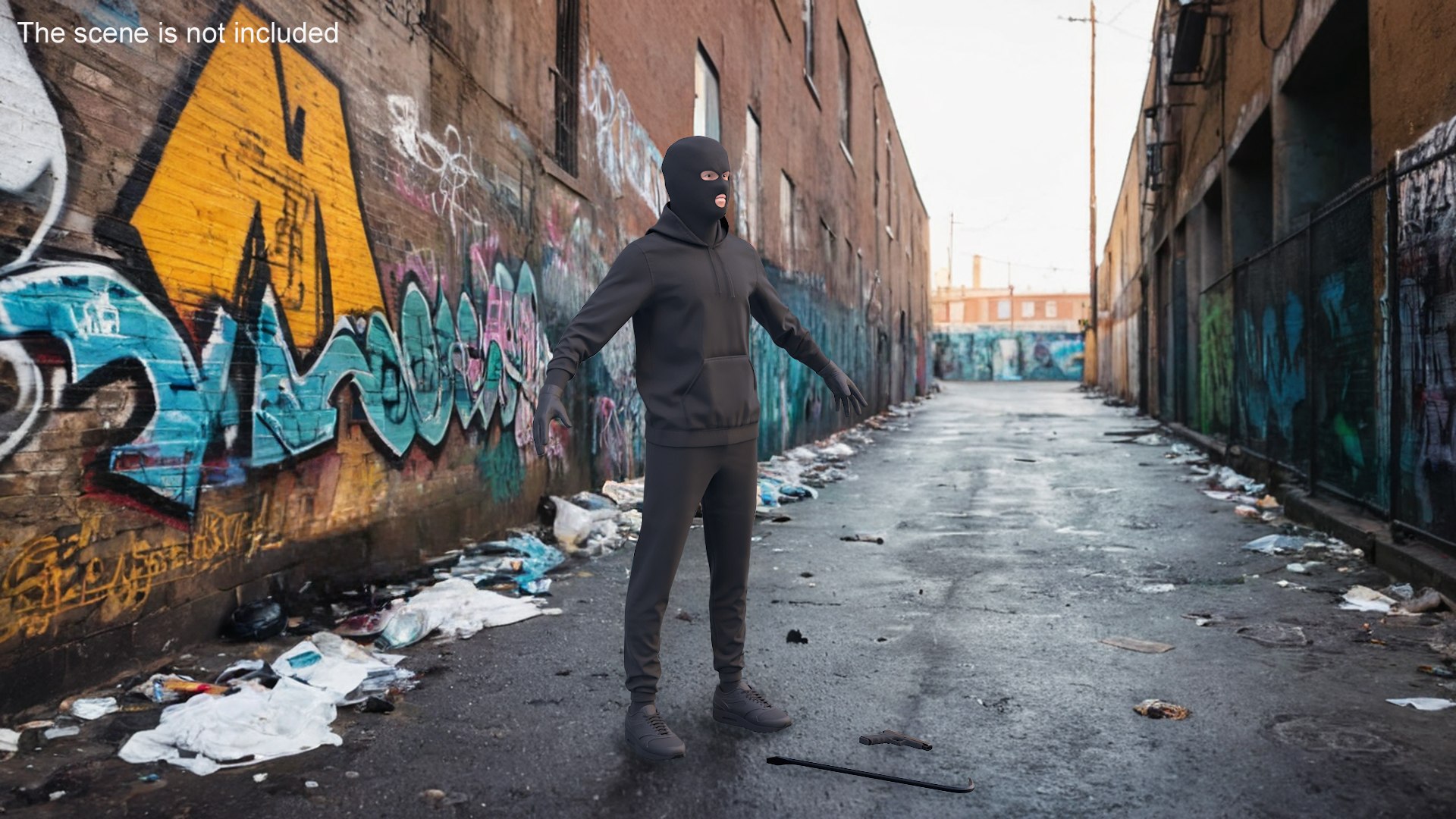 Male Thief Character With Crowbar In Mask 3D Model - TurboSquid 2327192