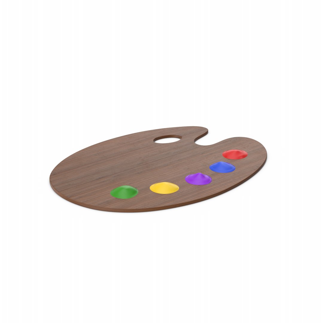 Dark Wood Artist Palette Model - TurboSquid 2061589