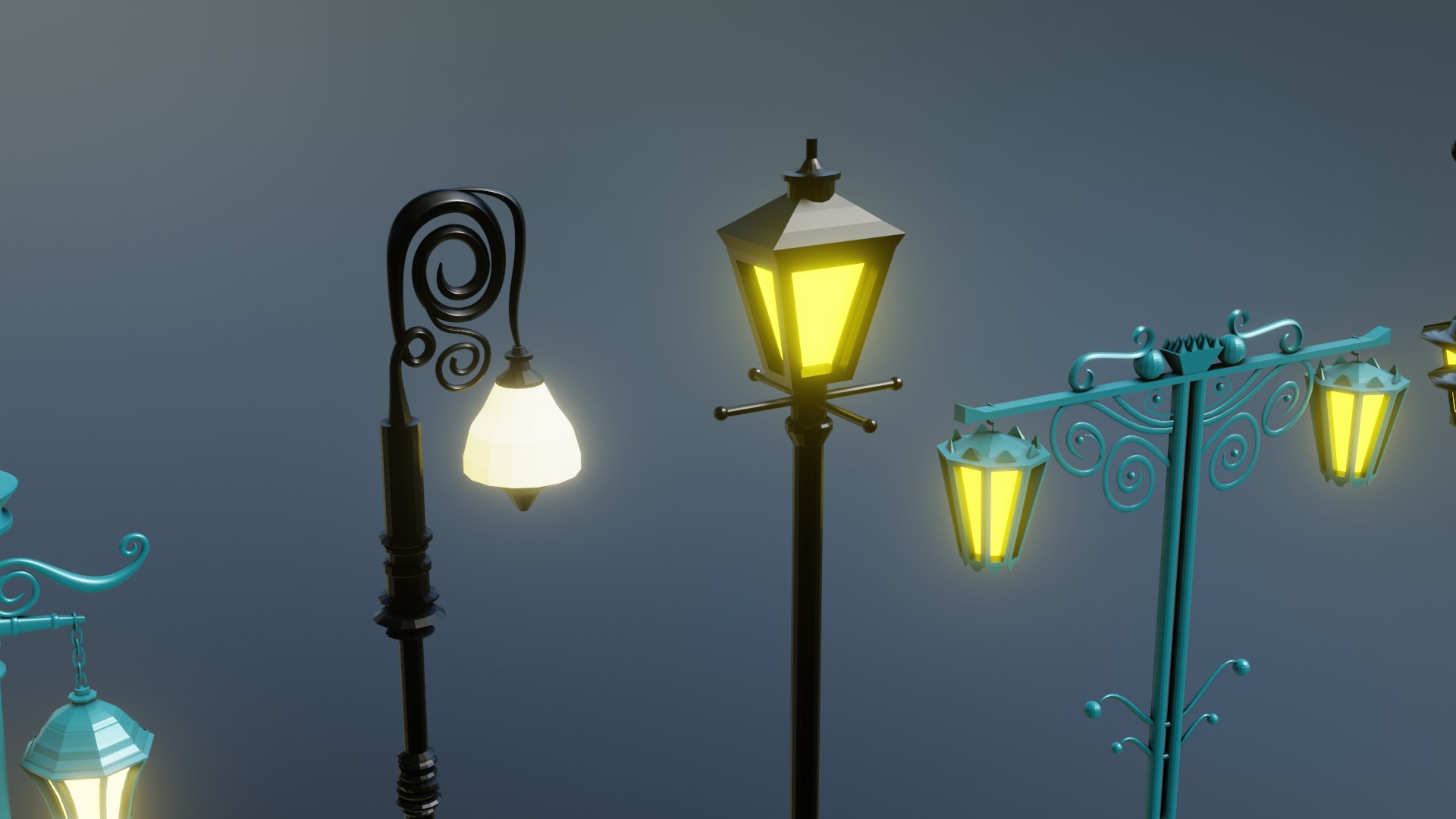 10 Classic Street Light Poles Game Assets 3D Model - TurboSquid 2086106