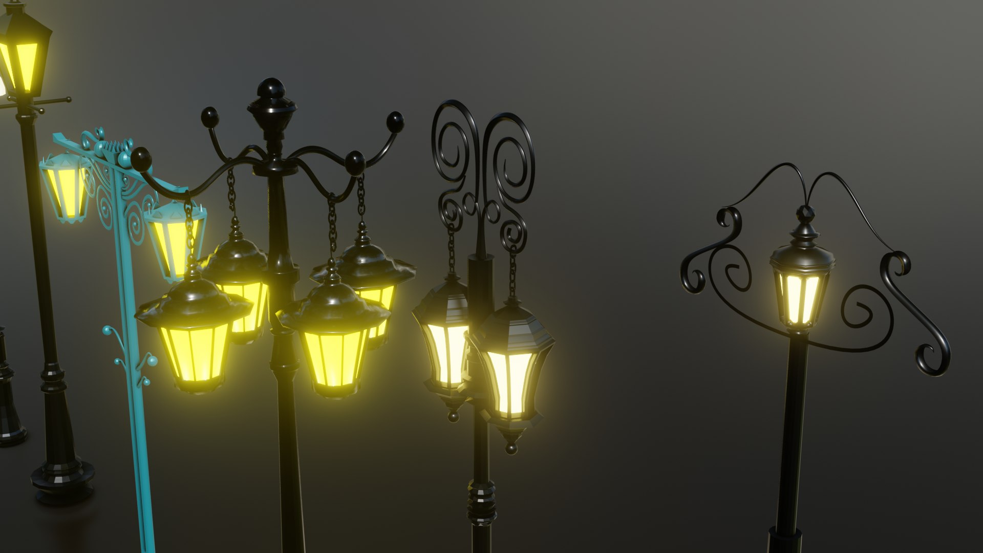10 Classic Street Light Poles Game Assets 3D Model - TurboSquid 2086106