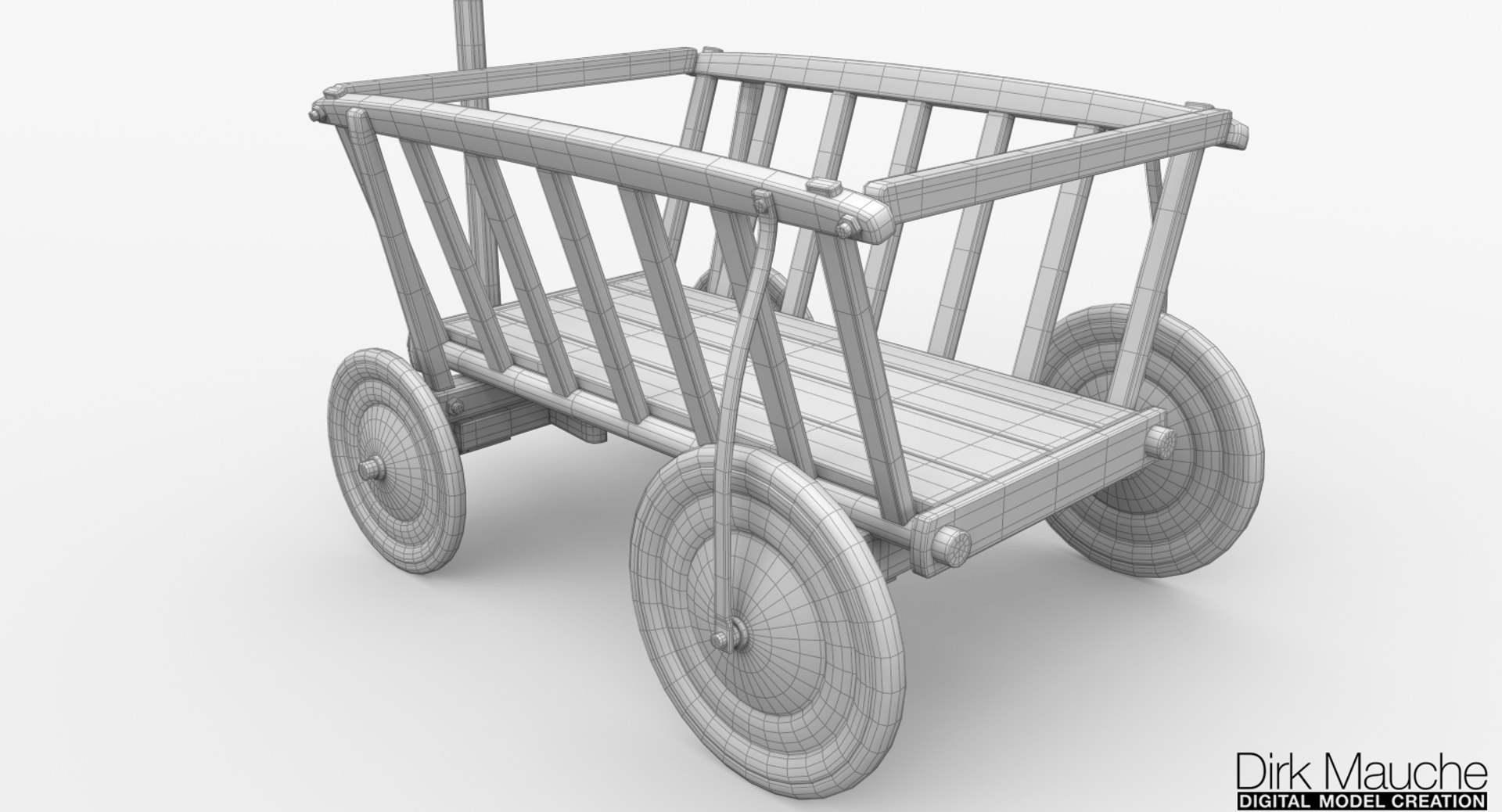 3d wooden cart model