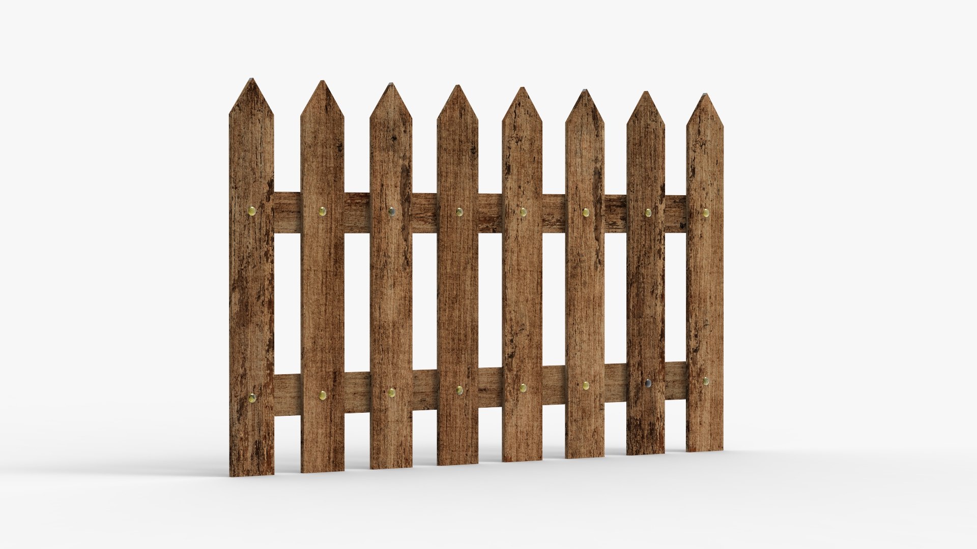 Pointed Wooden Fence 3D Model - TurboSquid 2162638