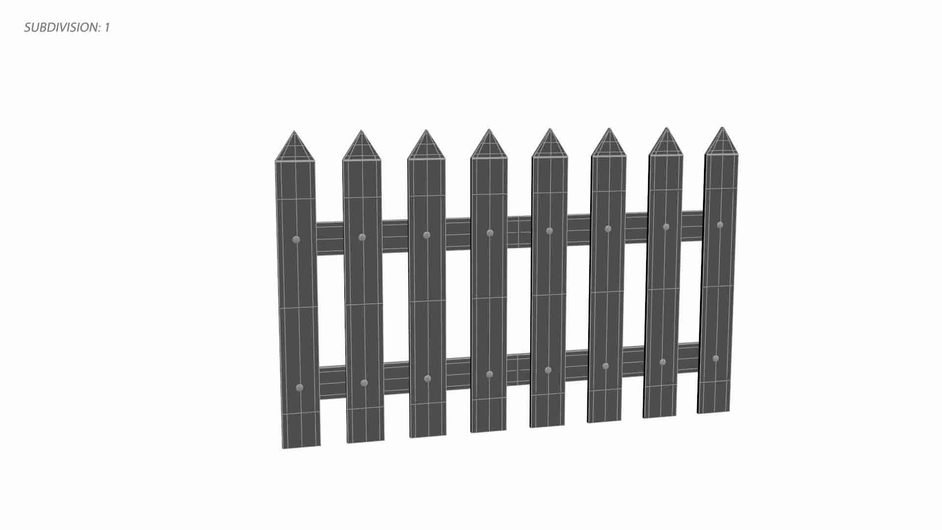 Pointed Wooden Fence 3D Model - TurboSquid 2162638