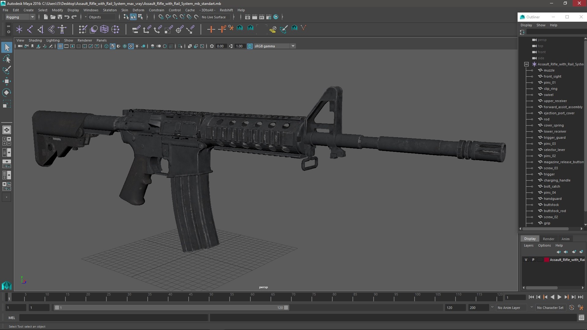 3D Assault Rifle With Rail System - TurboSquid 2211415