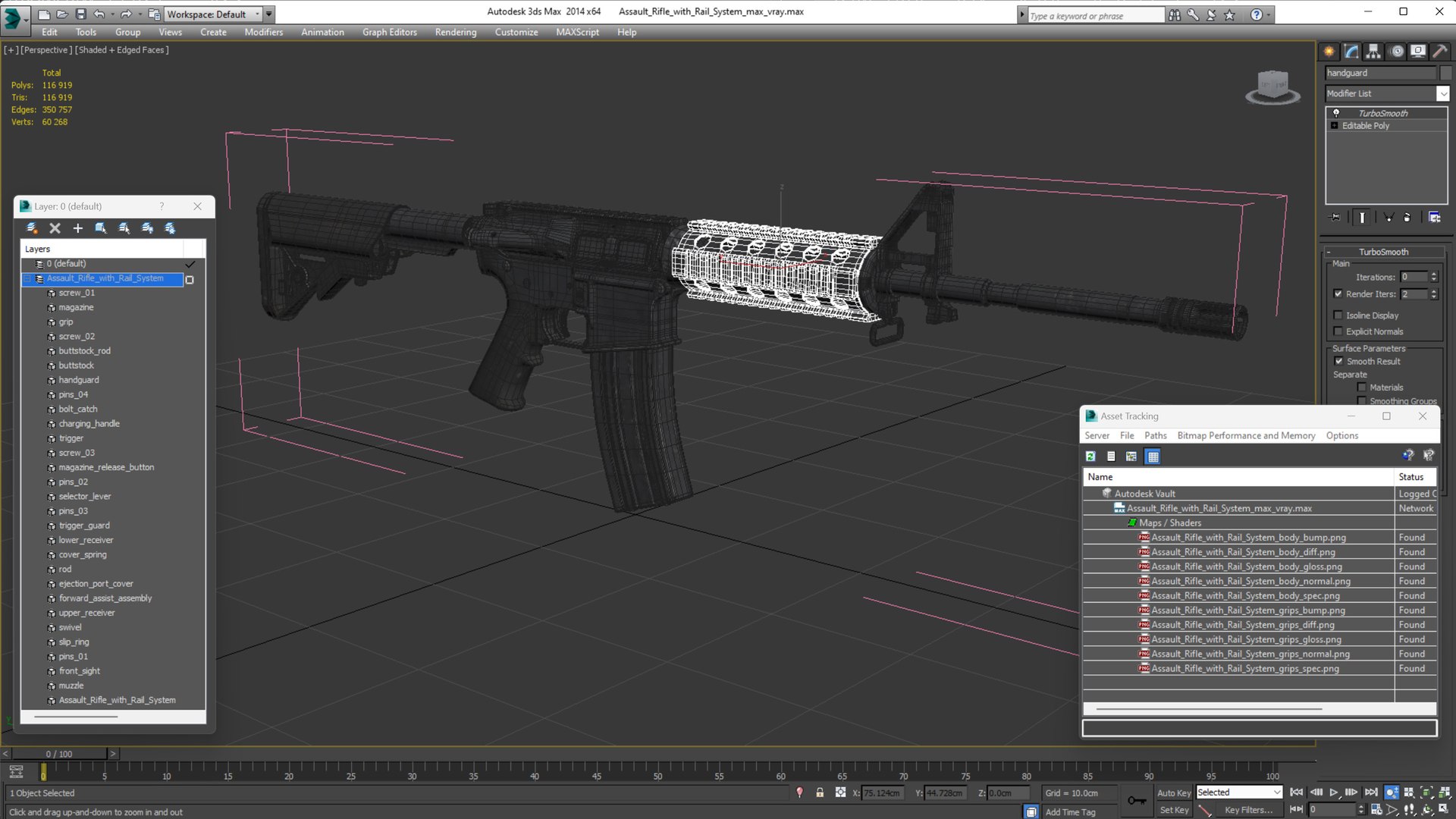 3D Assault Rifle With Rail System - TurboSquid 2211415