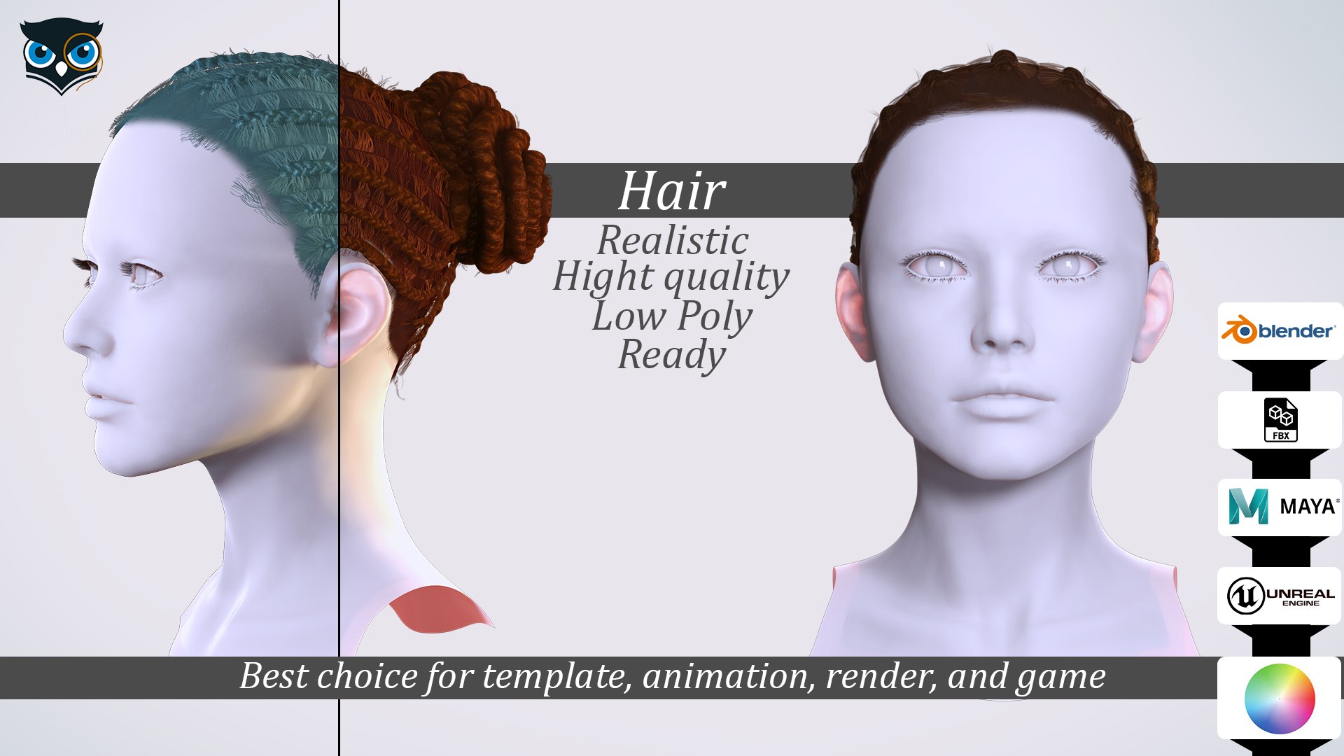 Cornrow Bun Hair - Realistic 3D Hairstyle For Women 3D Model ...