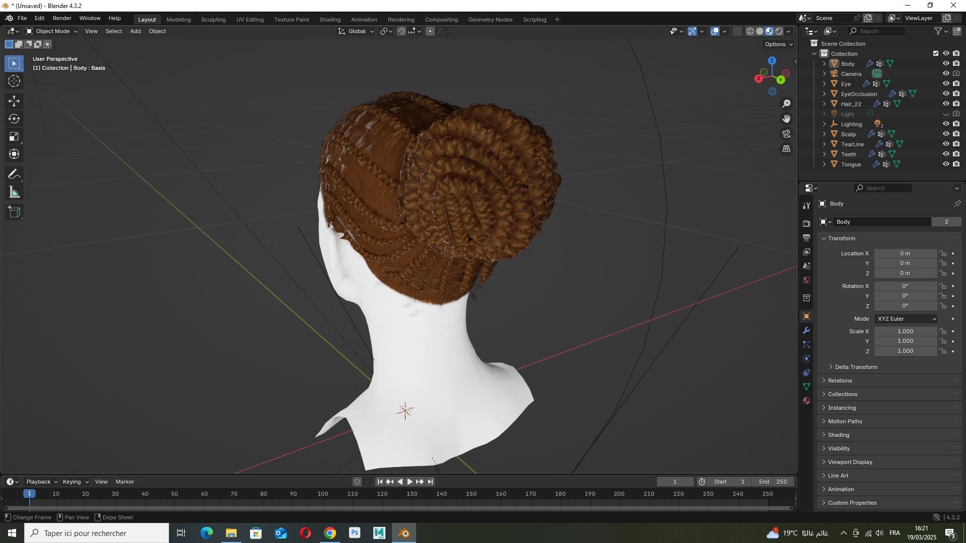Cornrow Bun Hair - Realistic 3D Hairstyle For Women 3D Model ...