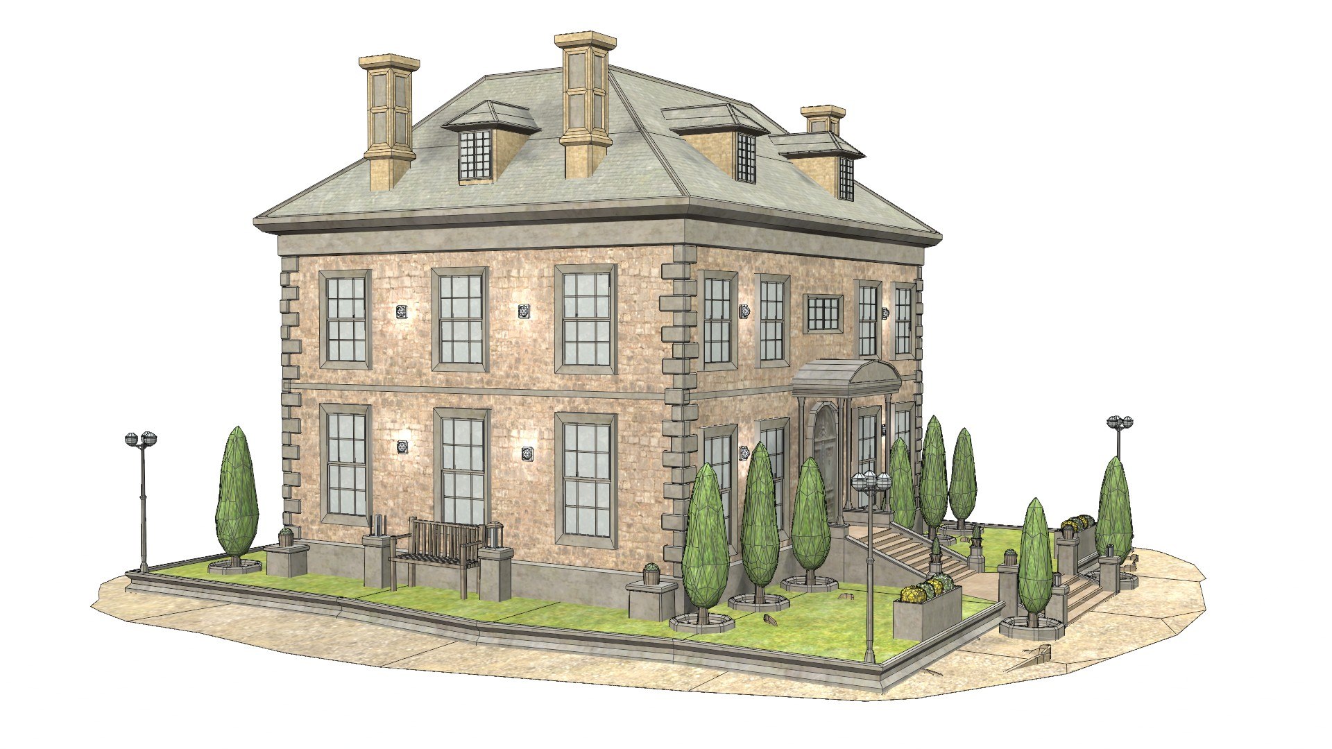 3D Model - Manor House - TurboSquid 1696433
