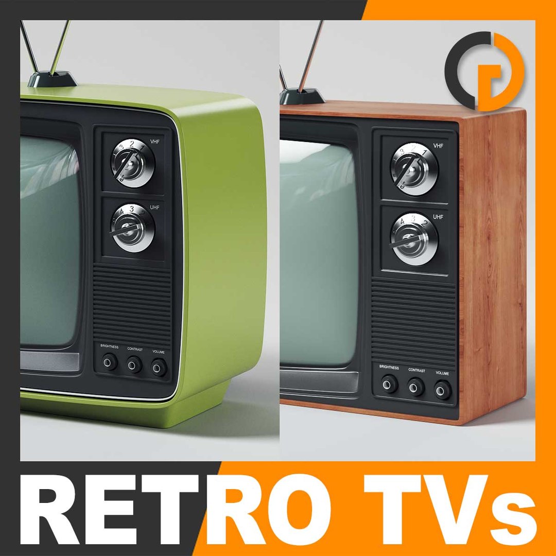 retro style television sets 3d model
