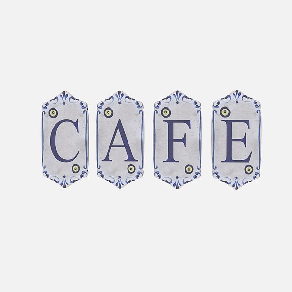 Old stone cafe sign model - TurboSquid 1648574