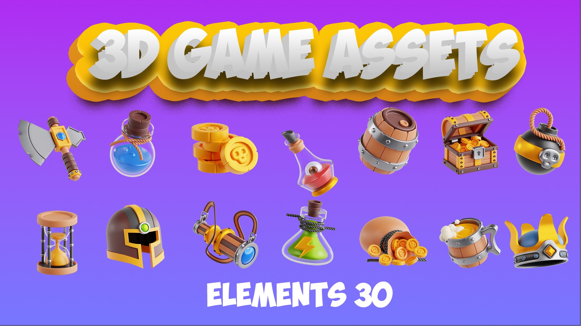 3d Game Assets Pack 30 Elements 3D Model - TurboSquid 2231901