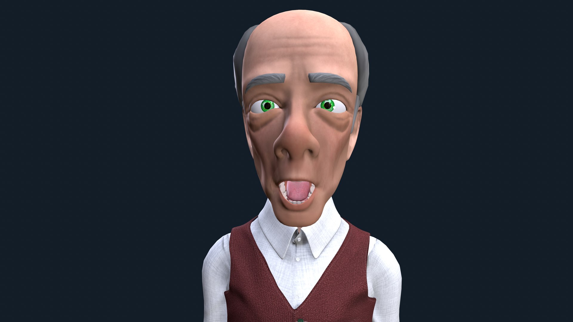 3D Model Cartoon Old Man GrandPa With Rig - TurboSquid 1967621